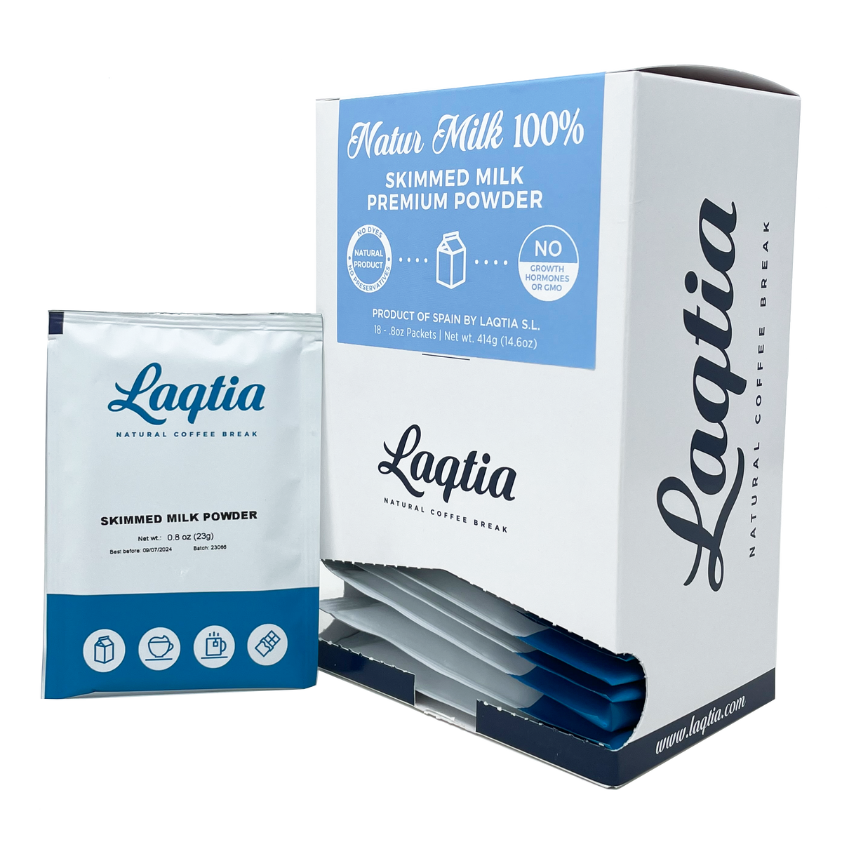 Laqtia Skim Milk Packets - 18 Individual Milk Packets (Makes 8oz Glass)